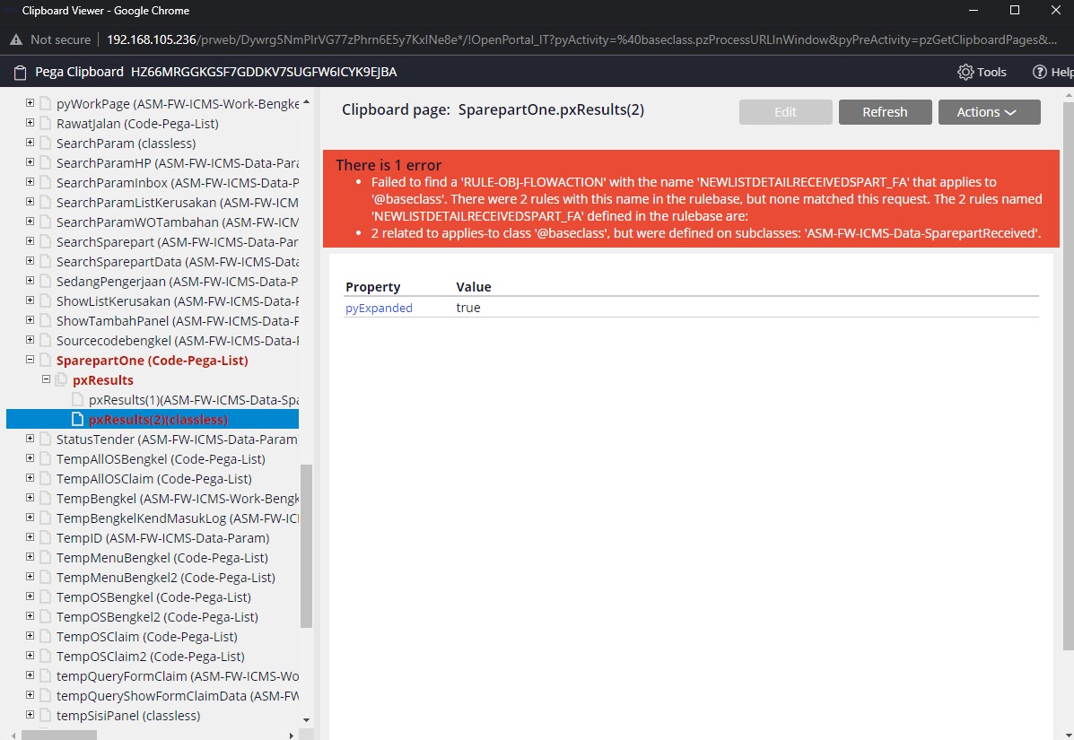 error when opening expandable rows flow action | Support Center